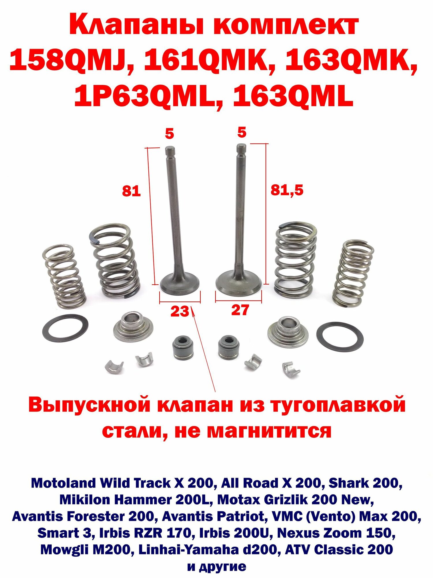 Клапаны комплект 158QMJ, 161QMK, 163QMK, 1P63QML, 163QML