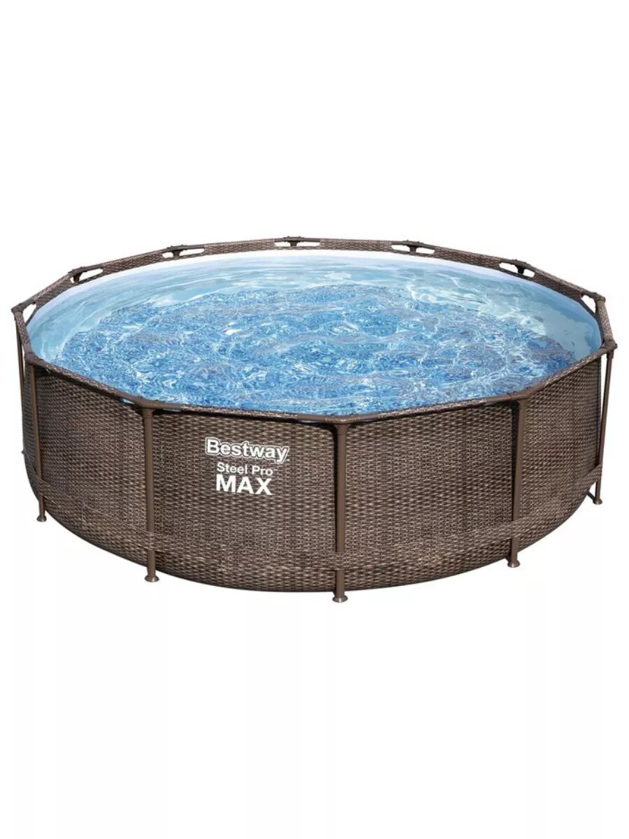 Каркасный бассейн Bestway 56709 BW, Steel Pro Max 366х100см "Ротанг" 9150л, фильтр-насос, лестница