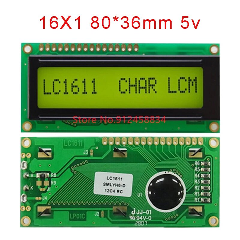 LC1611 16x1 LCD модуль, зеленый, 80*36mm, 5V