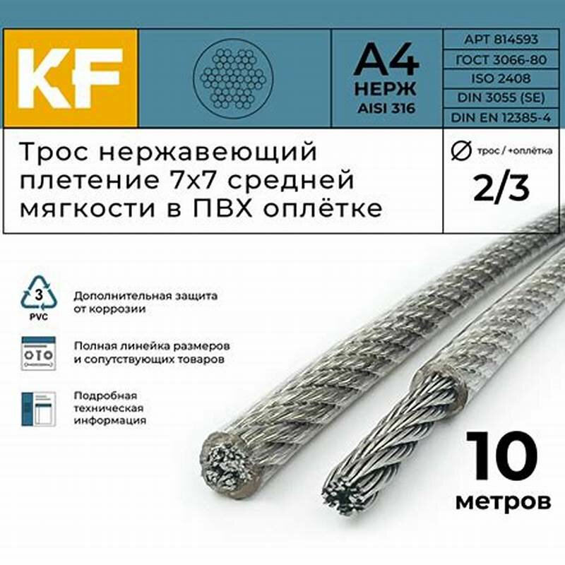 Трос, 4,0 мм, нержавеющая сталь A4