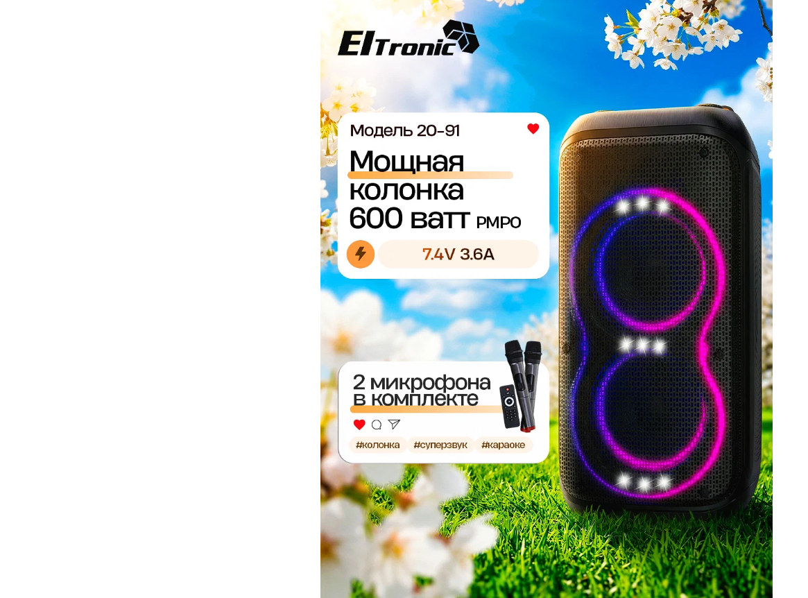 Портативная колонка Eltronic 20-91 DANCE BOX 600 black