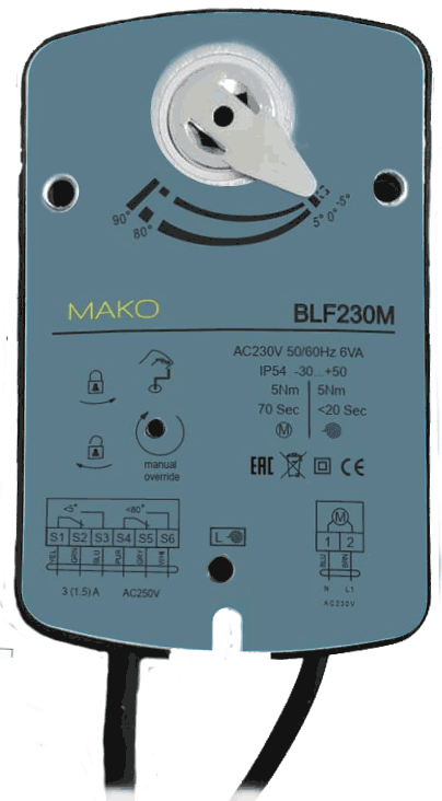 Электропривод MAKO BLF230M (5 Нм) противопожарного клапана