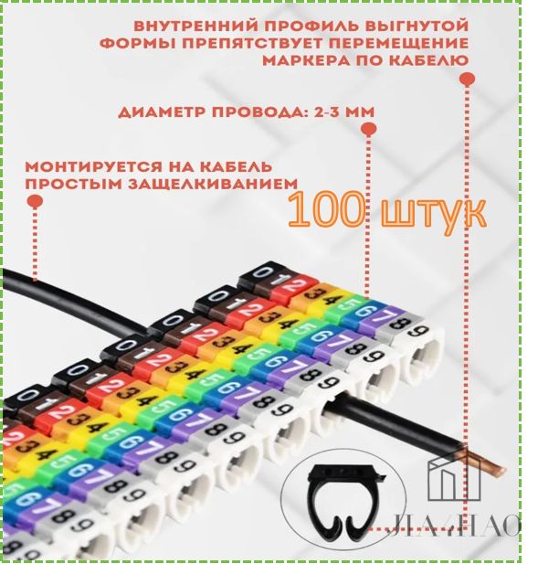 Проволочные метки с цифровой маркировкой, просто нажмите на линию; 100 штук