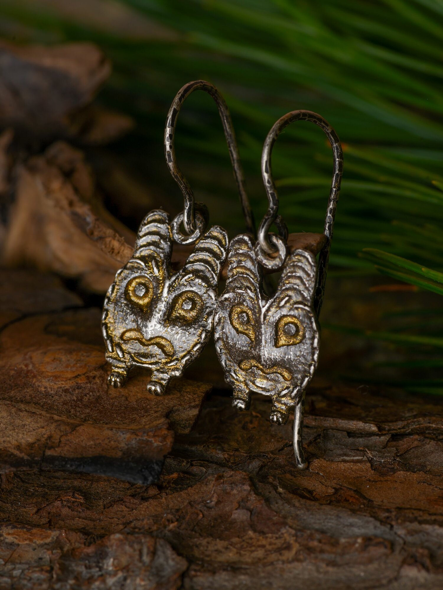 Моносерьга, серебро, 925 проба, чернение