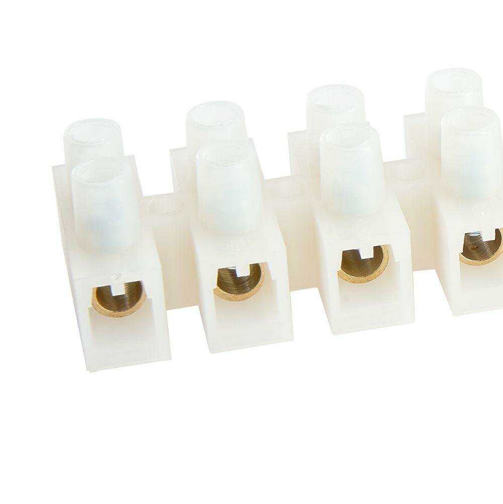 Колодка клеммная винтовая STEKKER, линейка 12 штук, полиамид, LD225-10 DIY, цвет /Белый, материал /