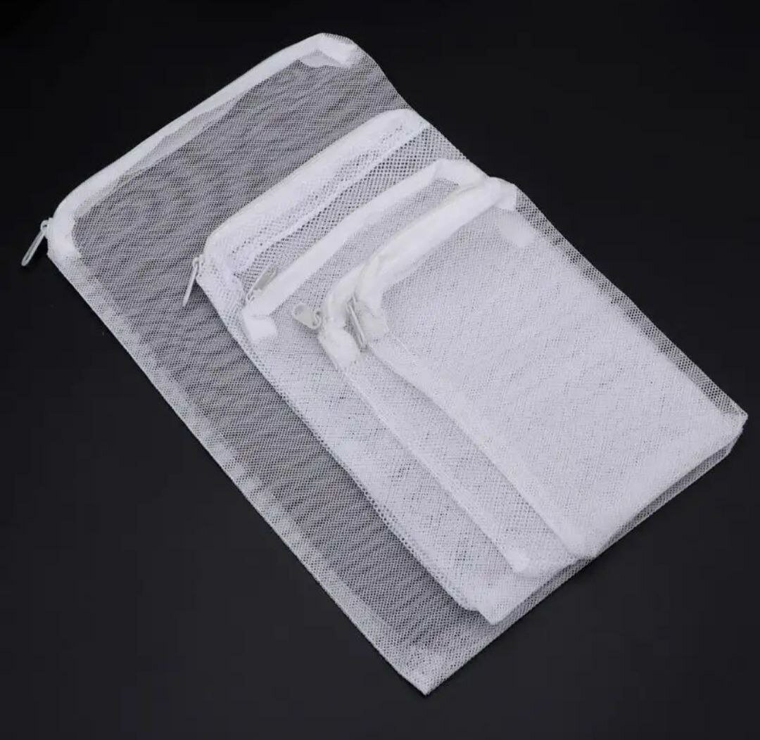 Мешок для аквариумного фильтра нейлоновый на молнии. Сетка для наполнителя. 5 шт. 10*15 см