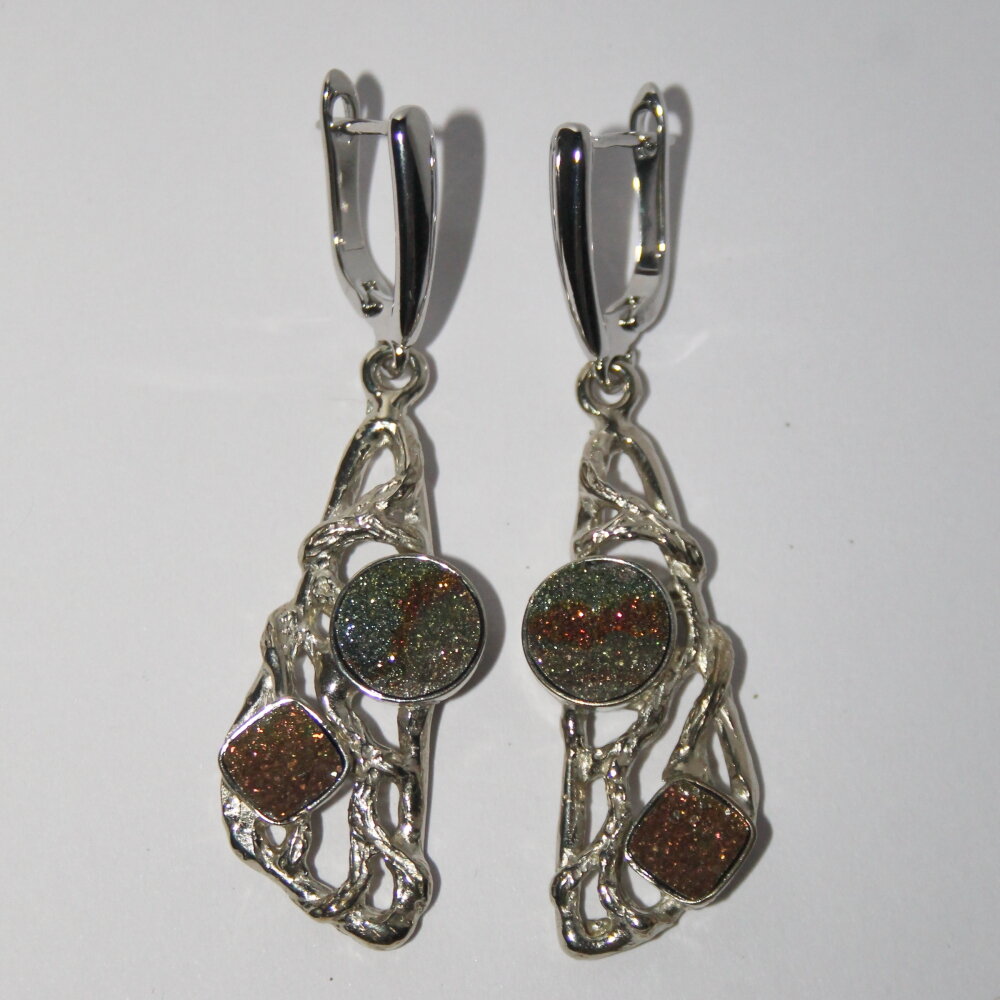 Серьги с подвесками, марказит