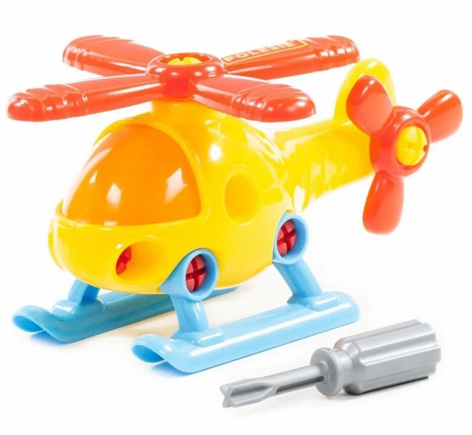 Конструктор-транспорт Полесье Вертолет, 16 элементов, в сеточке (76663)