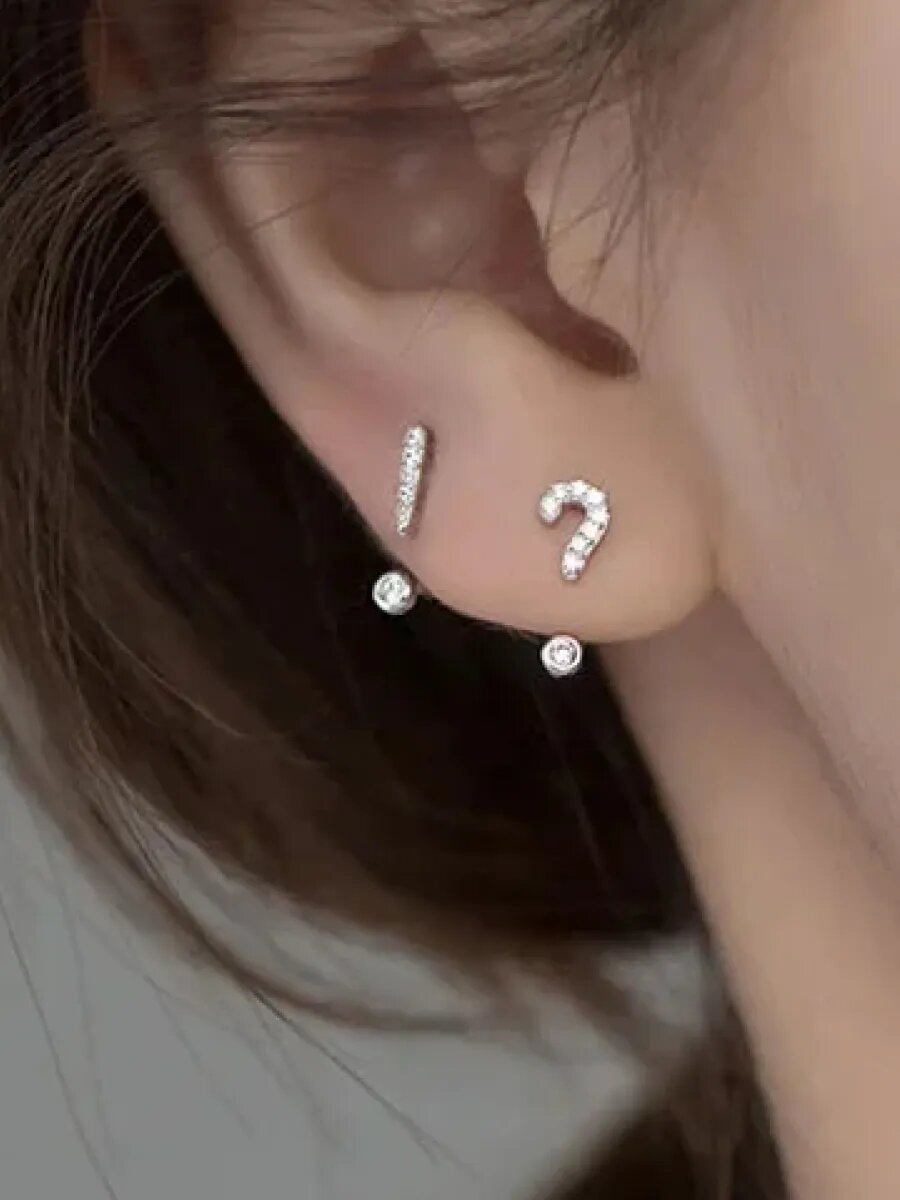 Серьги непарные, пусеты, искусственный камень