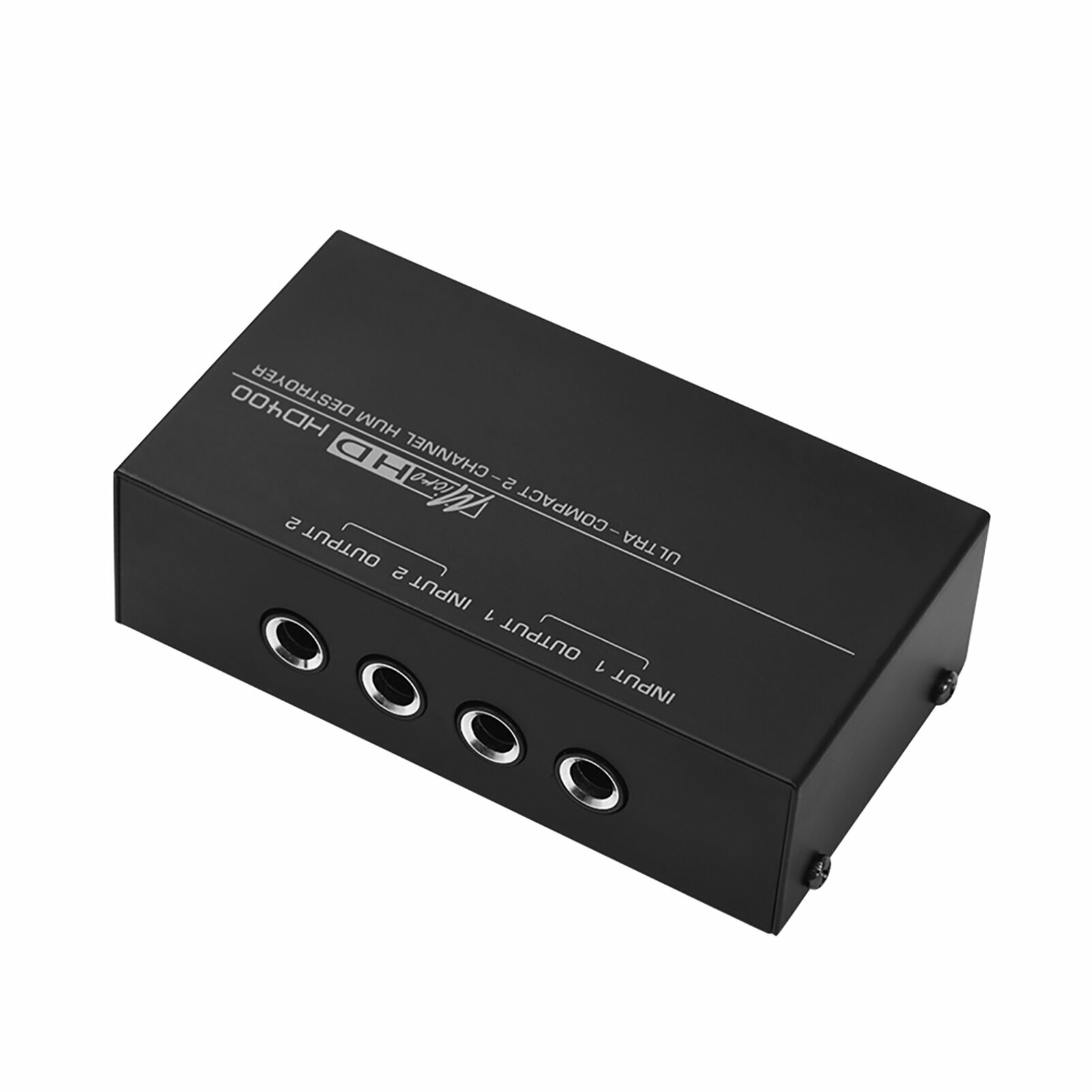 2-channel Hum Eliminator Noise Filter Black Metal Ultra-compact с 1/4 Inch TRS Inputs Outputs, размер 10.5*5.7*3cm, вес 175g, упаковка 14.5*14*10cm, вес упаковки 290g, в комплект входят 1 Hum Destroyer
