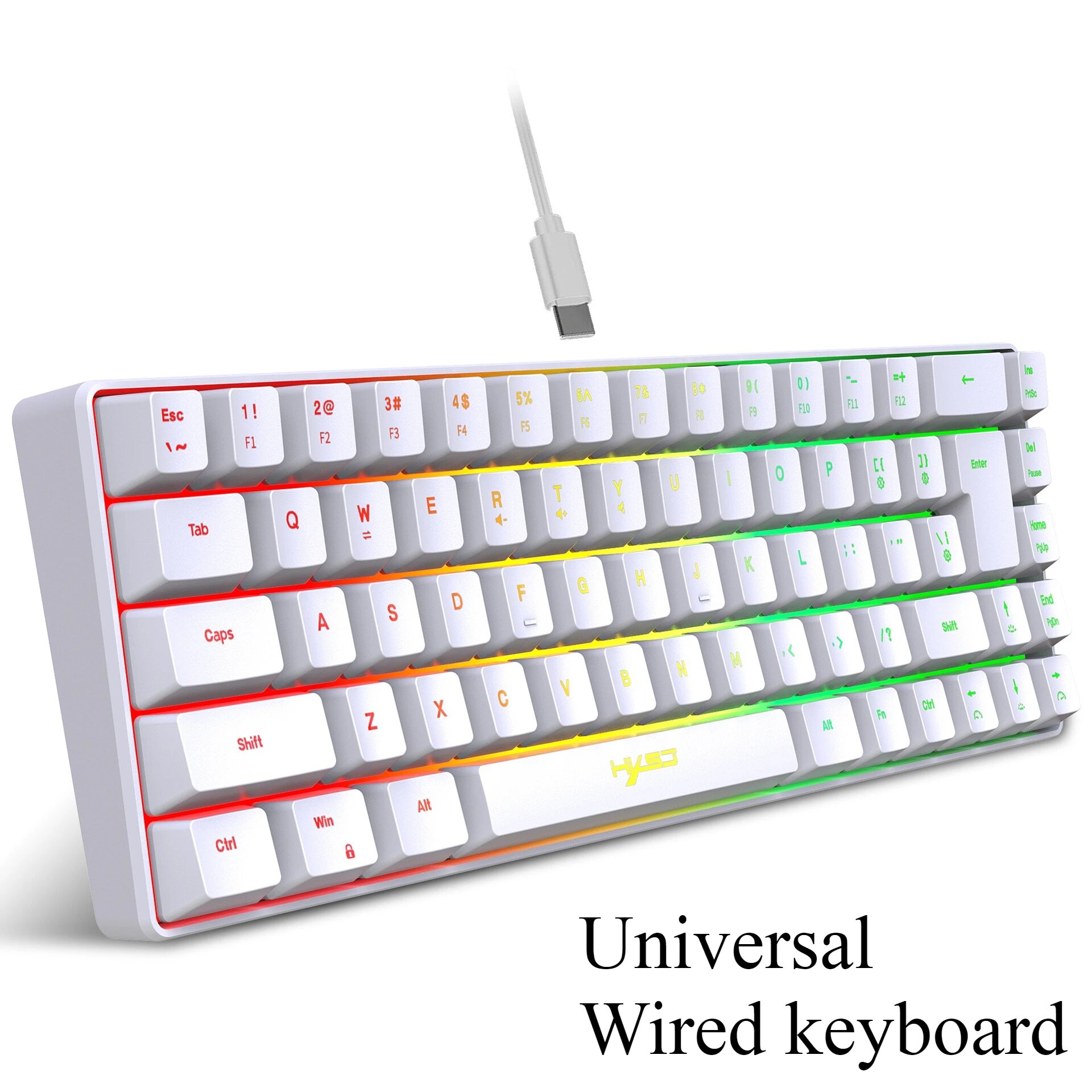 Русская проводная клавиатура с RGB-подсветкой, эргономичный дизайн, 70% teclado branco, клавиатура tastatur PC, клавиатура для игр и офиса, V200-Universal White