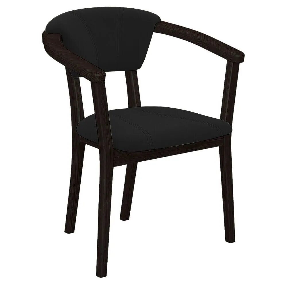 Стул-кресло Н с деревянными подлокотниками (Catania Cocoa (микровелюр)/Венге) 62х51х80