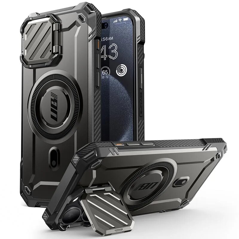 Чехол SUPCASE для iPhone 15 Pro Max, 6,7 дюйма, 2023, прочный чехол UB Mag XT для всего тела, чехол для камеры и встроенной подставкой Black