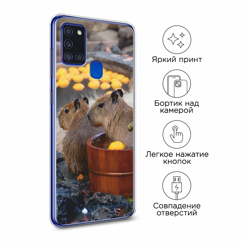 Чехол на Samsung Galaxy A21s / Самсунг Галакси A21s с принтом "Капибары отмокают" — фото 1