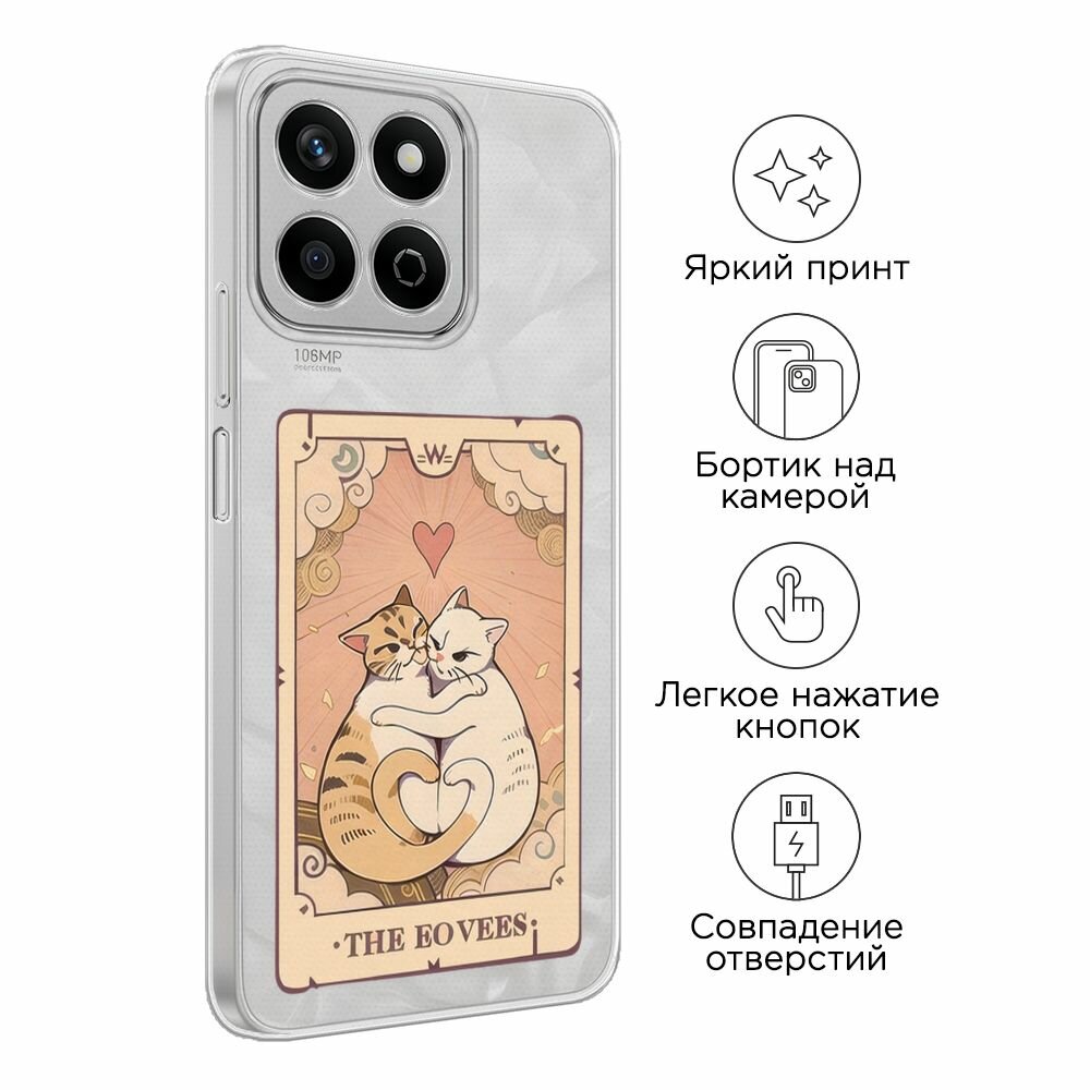Чехол на Honor X7c / Хонор X7c с принтом "The lovers cats 2 - 14 февраля", прозрачный — фото 1