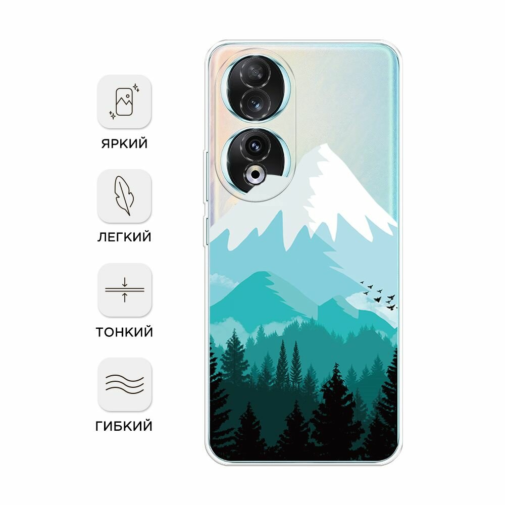 Чехол на Honor 90 / Хонор 90 с принтом Синяя снежная гора, прозрачный — фото 1
