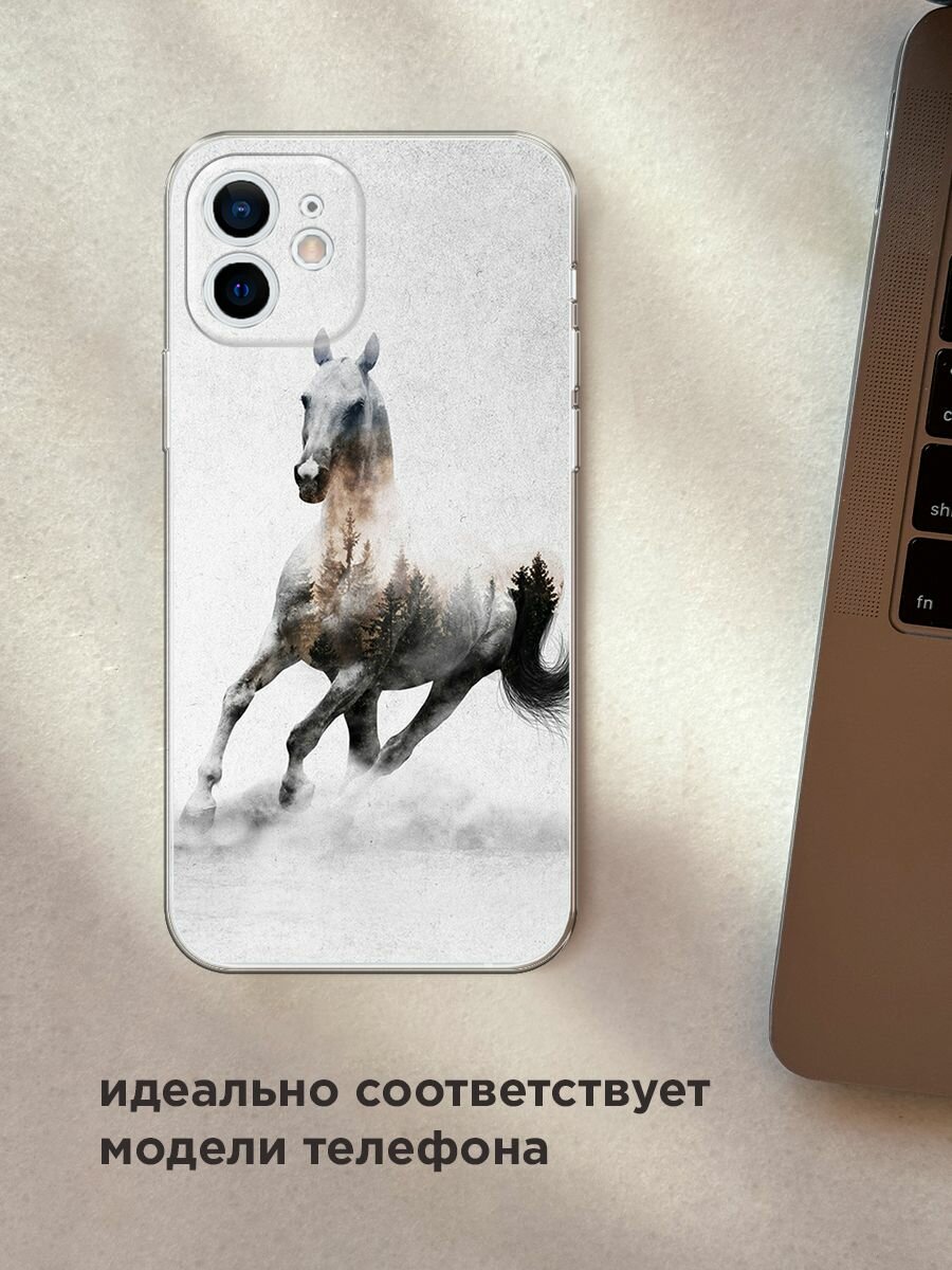 Чехол на Apple iPhone 12 mini / Айфон 12 Мини с принтом "Лошадь лес" — фото 1