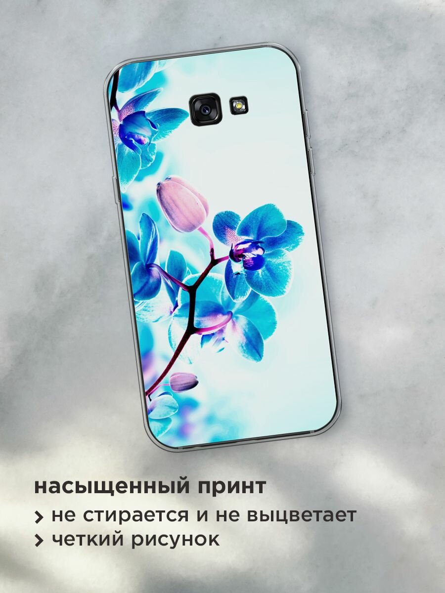 Чехол на Samsung Galaxy A7 2017 / Самсунг Галакси А7 2017 с принтом "Голубая орхидея" — фото 1
