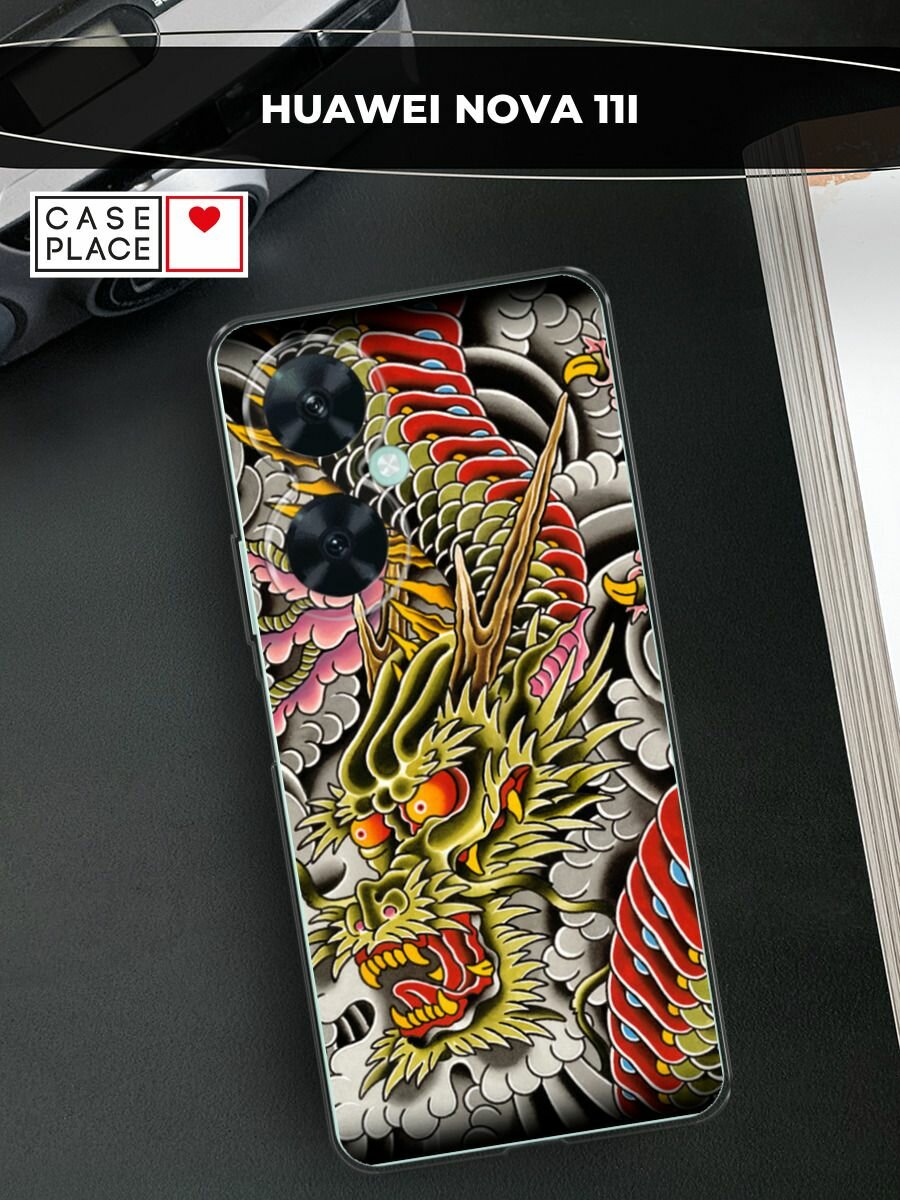 Чехол на Huawei Nova 11i / Хуавей Нова 11i с принтом "Японский дракон"