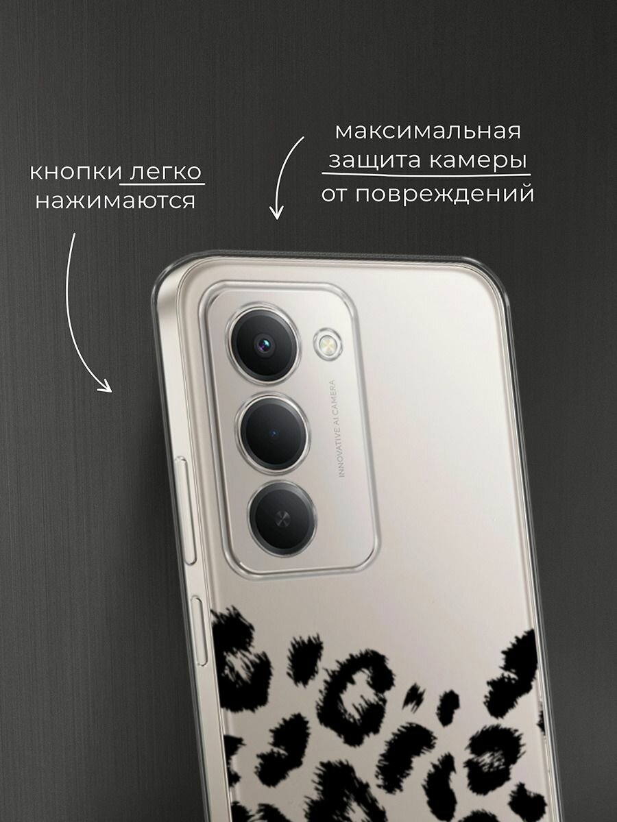 Чехол на Xiaomi Redmi 15 / Сяоми Редми 15 с принтом "Окрас леопарда фон черный", прозрачный — фото 1