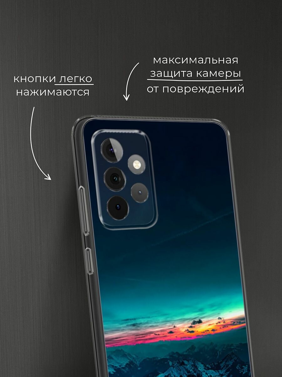 Чехол на Samsung Galaxy A72 / Самсунг Галакси А72 с принтом "Закат в горах" — фото 1