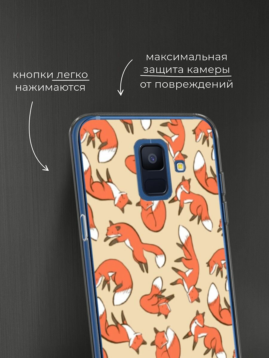 Чехол на Samsung Galaxy A6 / Самсунг Галакси А6 с принтом "Лисички фон" — фото 1