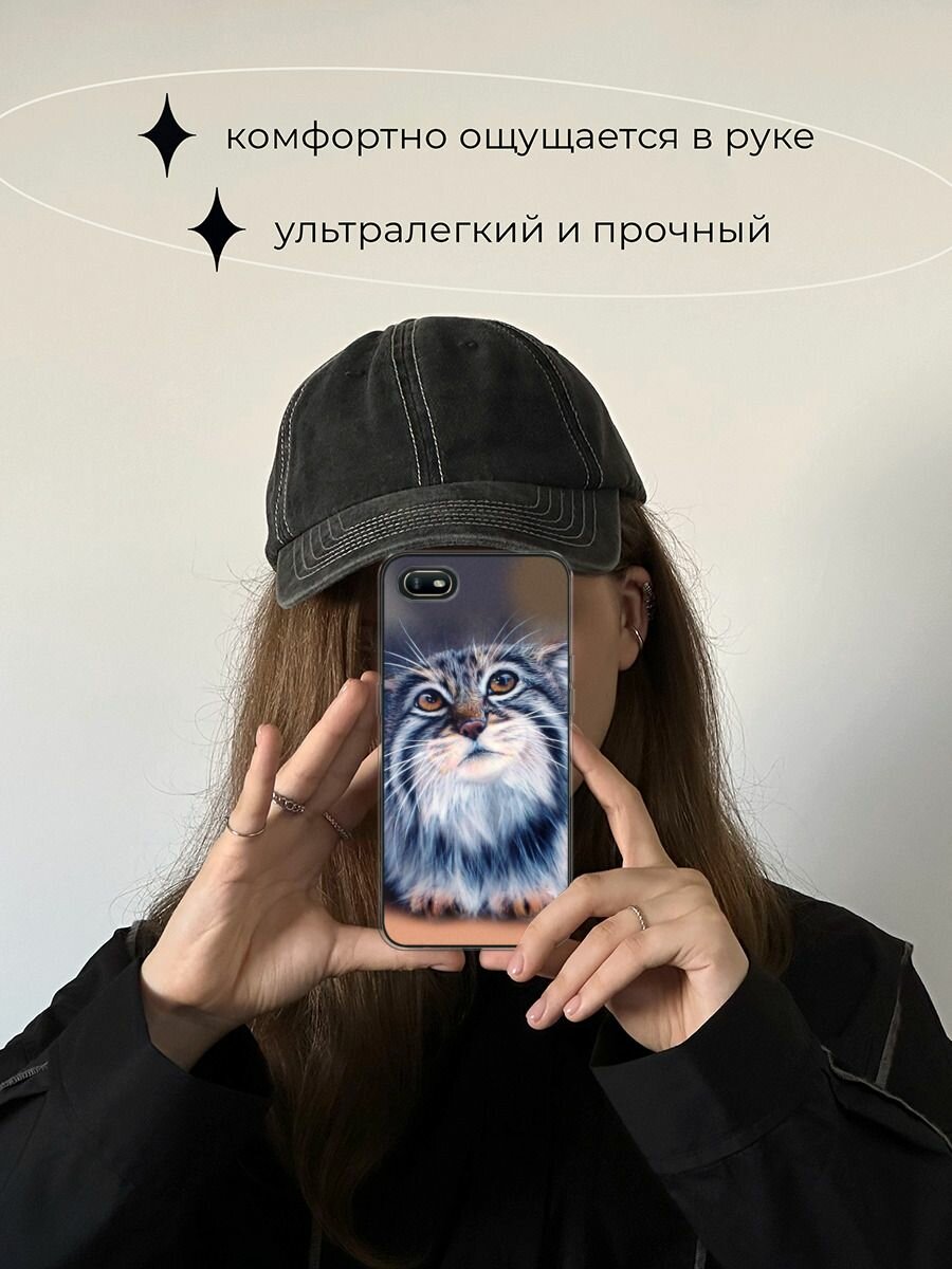 Силиконовый чехол на Oppo A1k / Оппо А1к с принтом "Кот манул 2" — фото 1