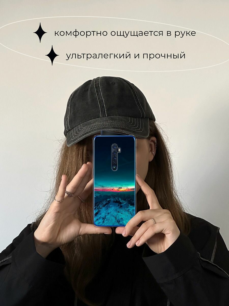 Чехол на Oppo Reno 2 / Оппо Рено 2 с принтом "Закат в горах" — фото 1