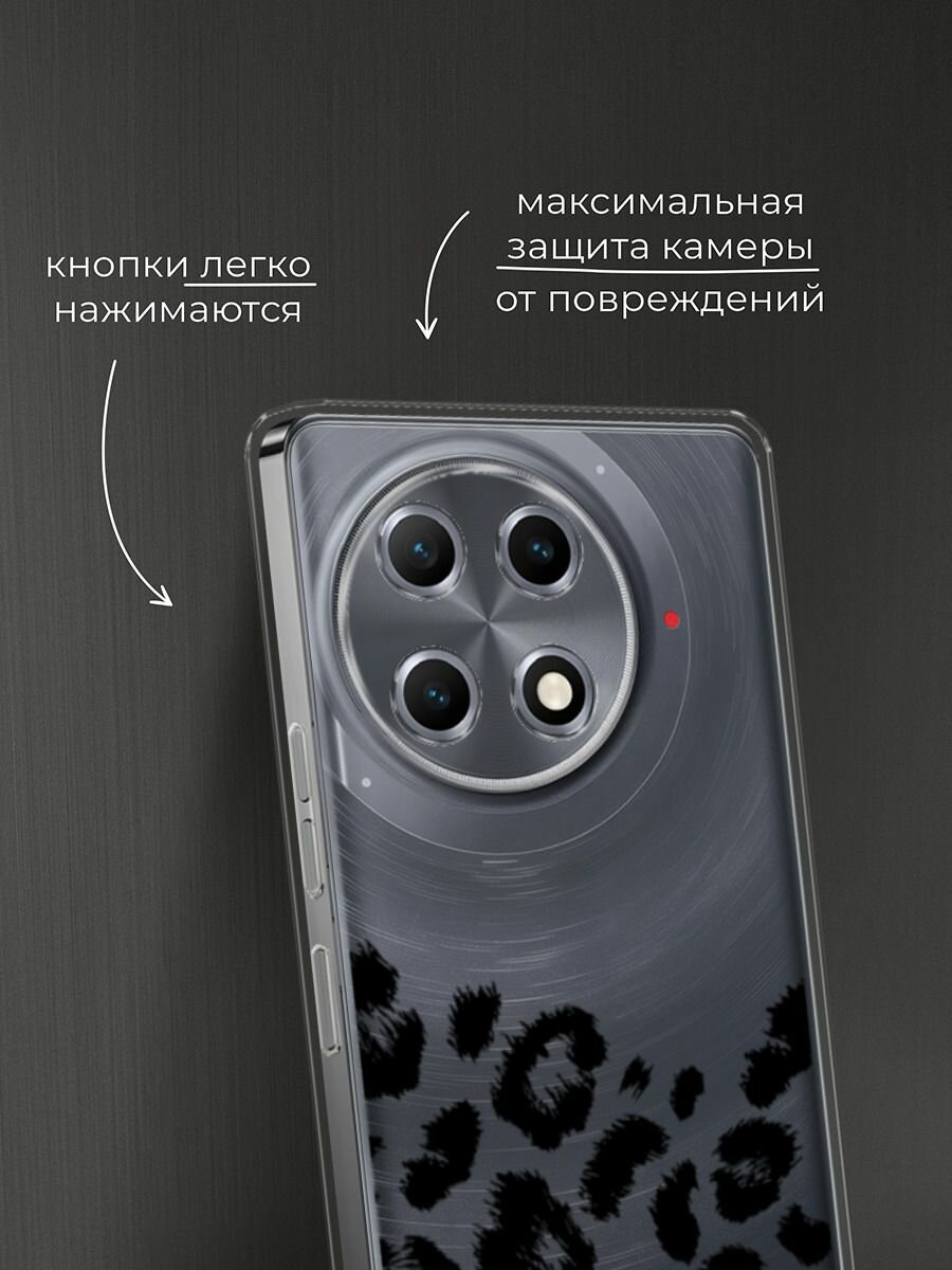 Чехол на Tecno Camon 30S / Текно Камон 30S с принтом "Окрас леопарда фон черный", прозрачный — фото 1