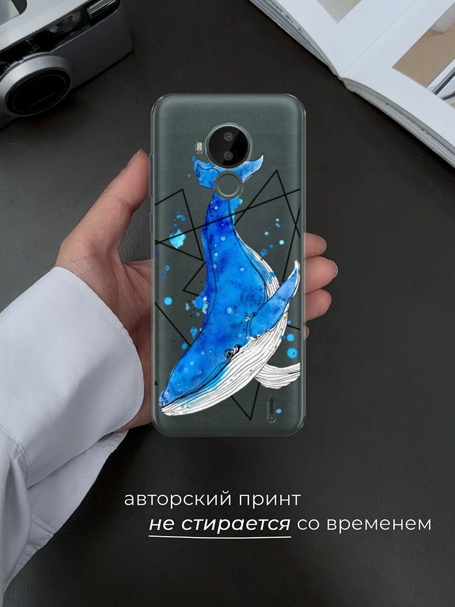 Чехол на Nokia C30 / Нокия C30 с принтом "Кит графика", прозрачный — фото 1