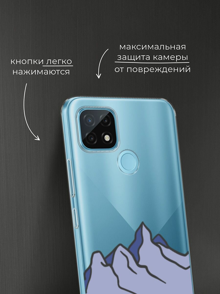 Чехол на Realme C21 / Реалми С21 с принтом "Гора", прозрачный — фото 1
