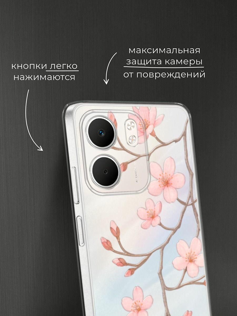 Чехол на Oppo A5x / Оппо А5x с принтом "Веточка распускающейся сакуры 2" — фото 1