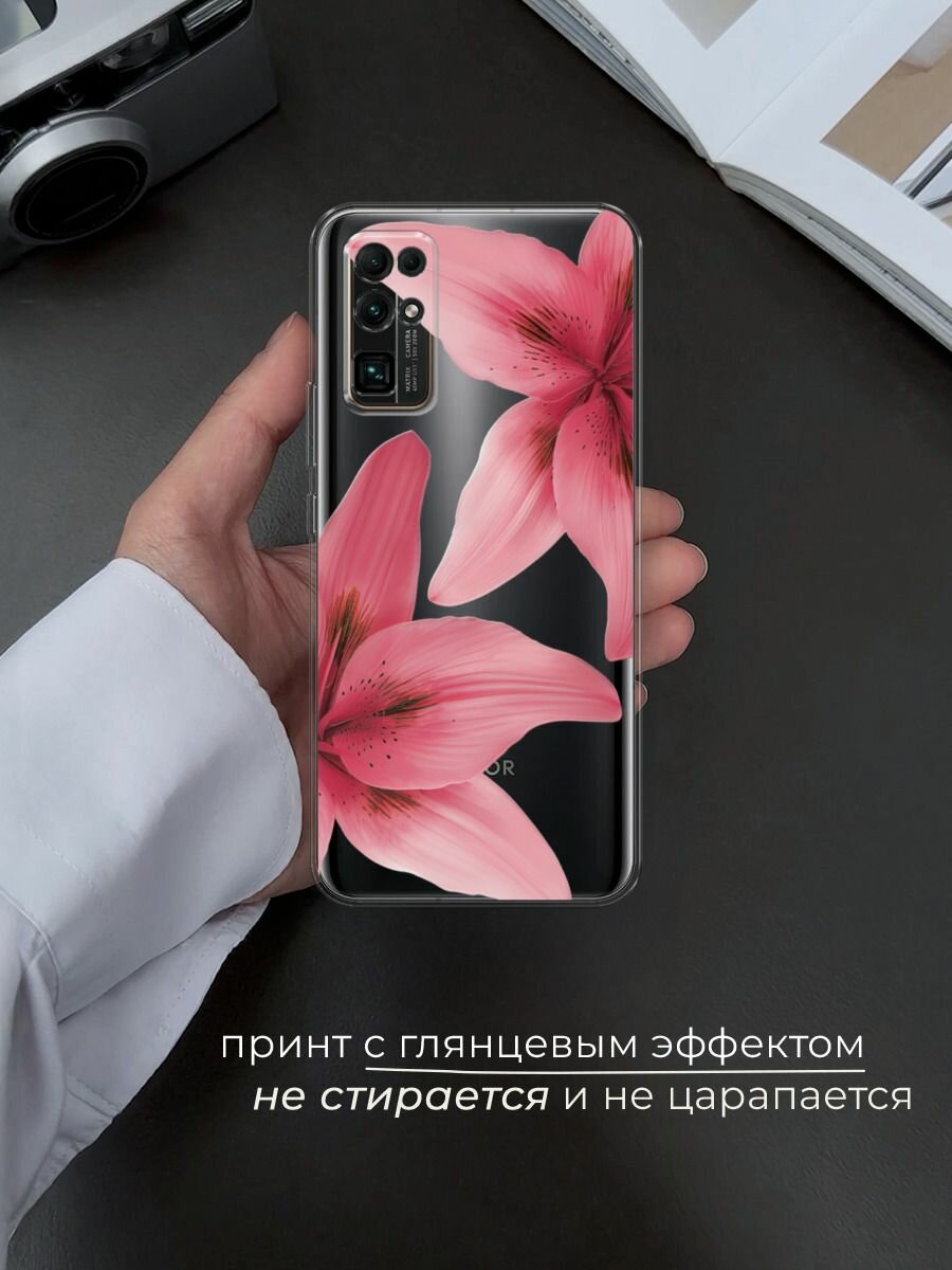 Чехол на Honor 30 / Хонор 30 с принтом "Pink flower" — фото 1