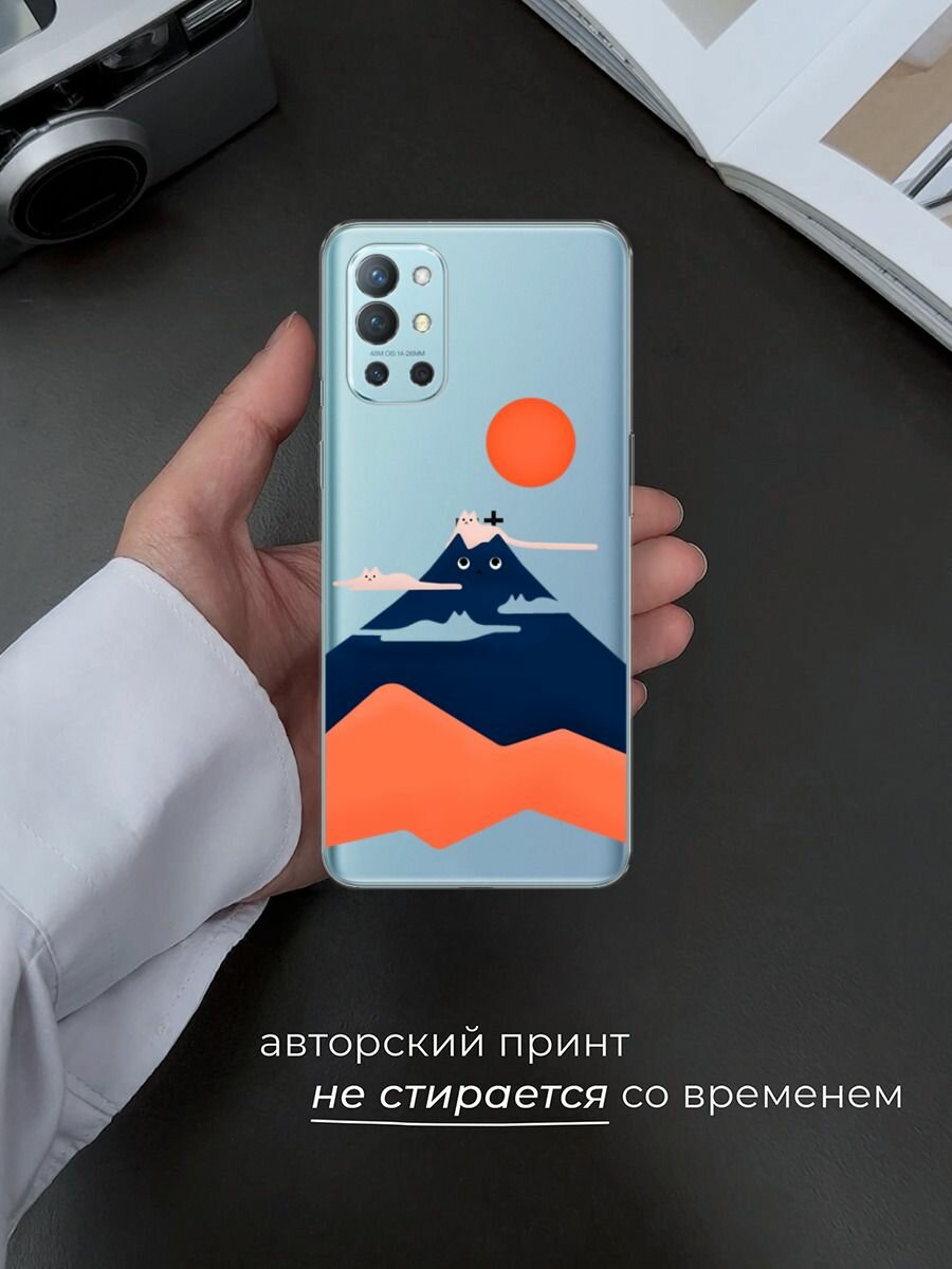 Чехол на OnePlus 9R / ВанПлас 9R с принтом "Кот-гора", прозрачный — фото 1