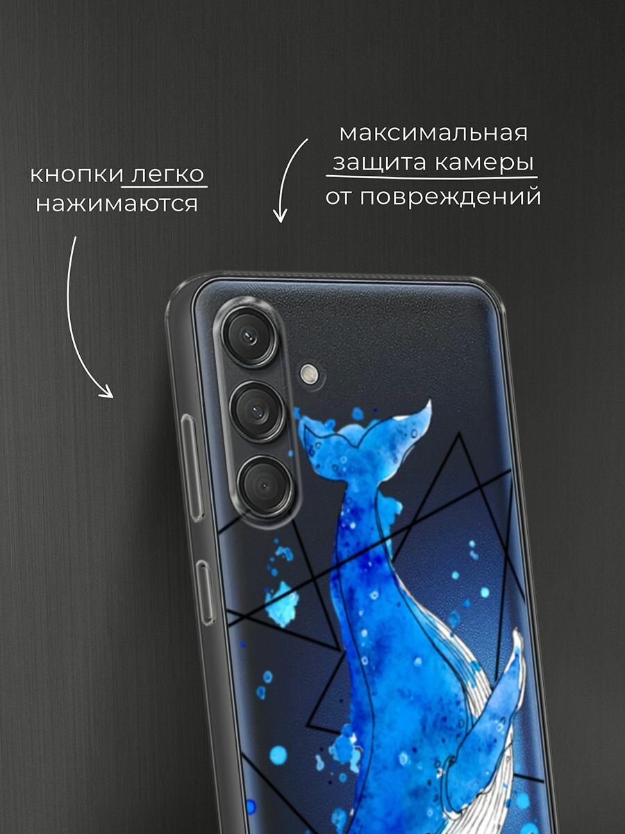 Чехол на Samsung Galaxy M55 / Самсунг M55 с принтом "Кит графика", прозрачный — фото 1