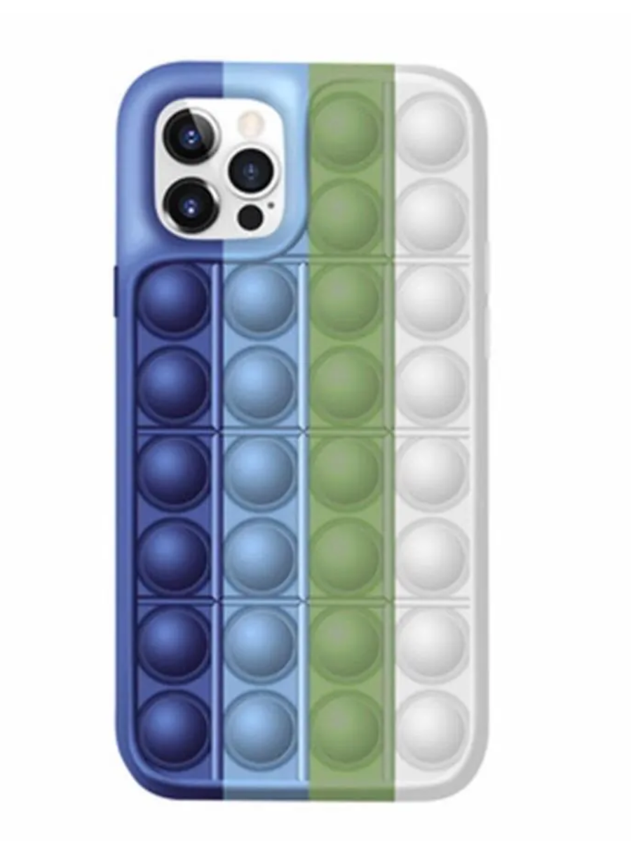 Чехол для iPhone 11 Pro Max , pop it , силиконовый (синий/голубой/салатовый/белый)