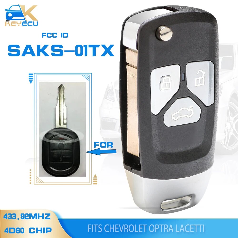 KEYECU FCC ID: SAKS-01TX обновленный дистанционный ключ 433,92 МГц 4D60 чип для Chevrolet Optra Lacetti Nubira 1PC