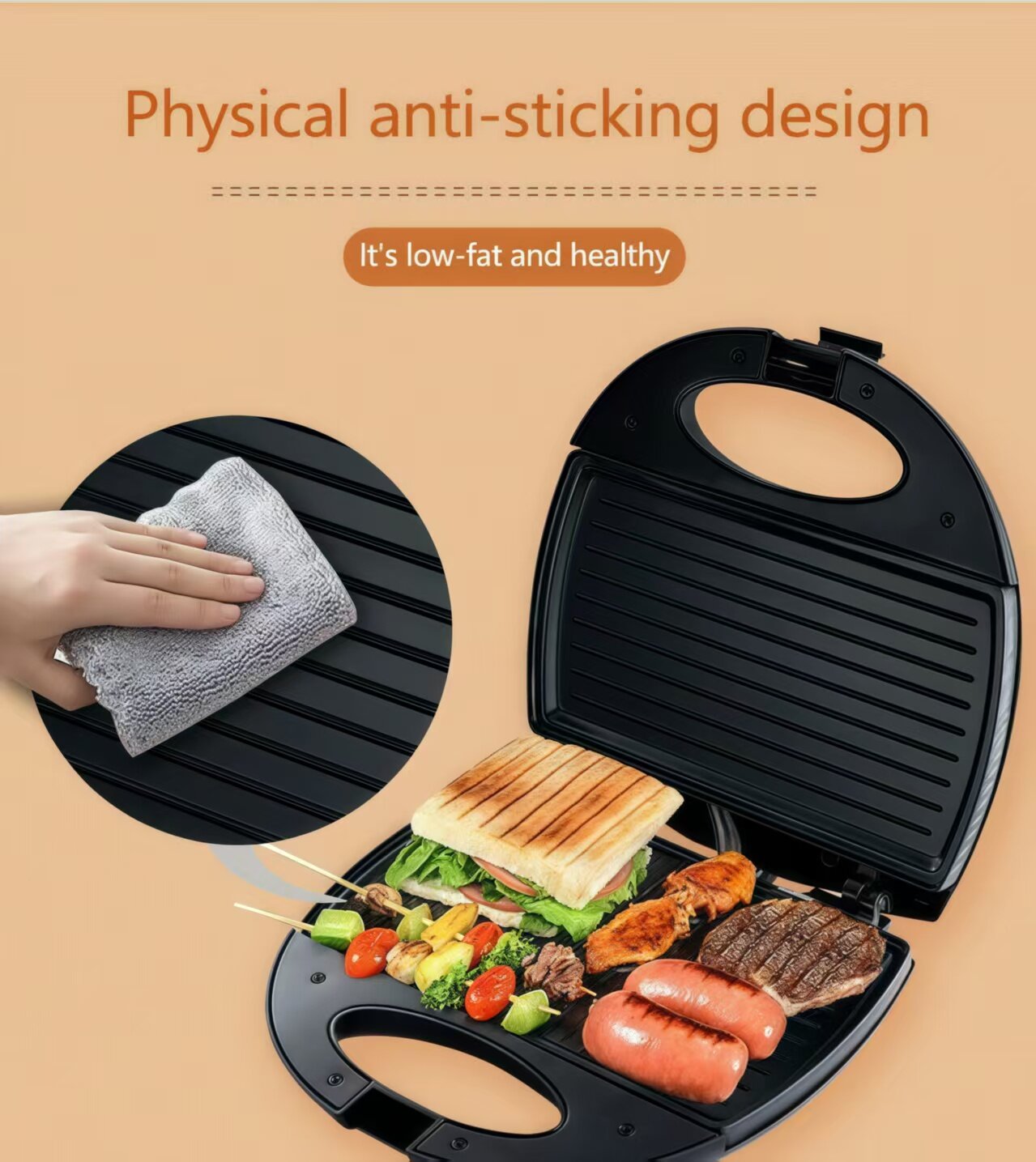 Вафельная машина REDMOMD RMB-M619, 5 насадок, антипригарное покрытие