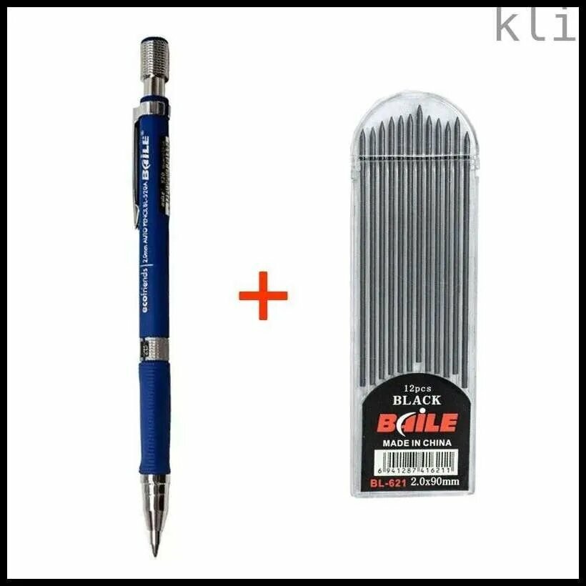 Карандаш, твердость: 2B (2 Мягкий), толщина: 2 мм, 1 шт.