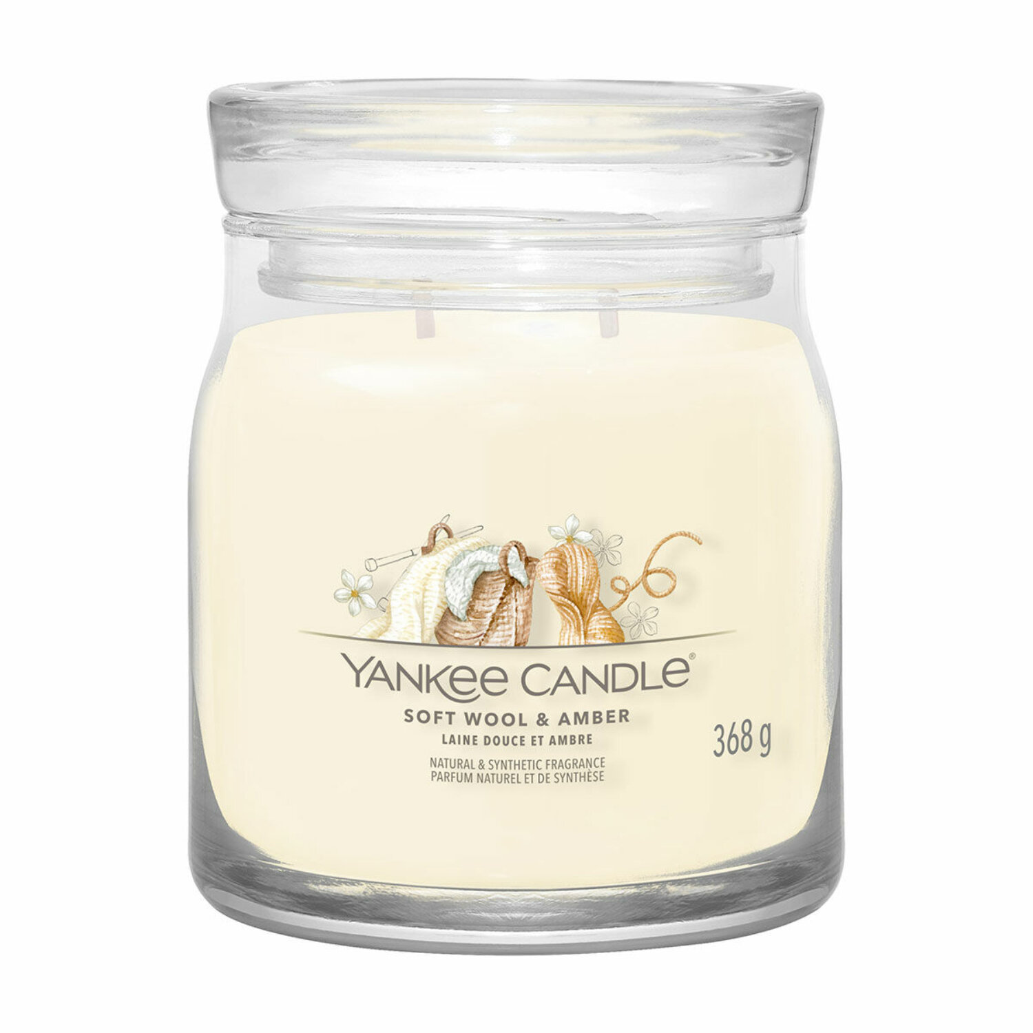 Ароматическая свеча Yankee Candle SIGNATURE "Мягкая шерсть и янтарь/SOFT WOOL & AMBER", средняя