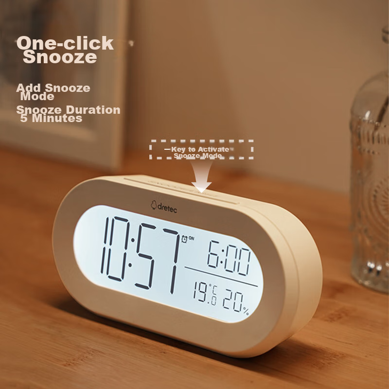 Duolike Japanese Electronic Alarm Clock, Student Clock, Backlit Desktop Bedside Clock, Temperature And Humidity Meter, O-438