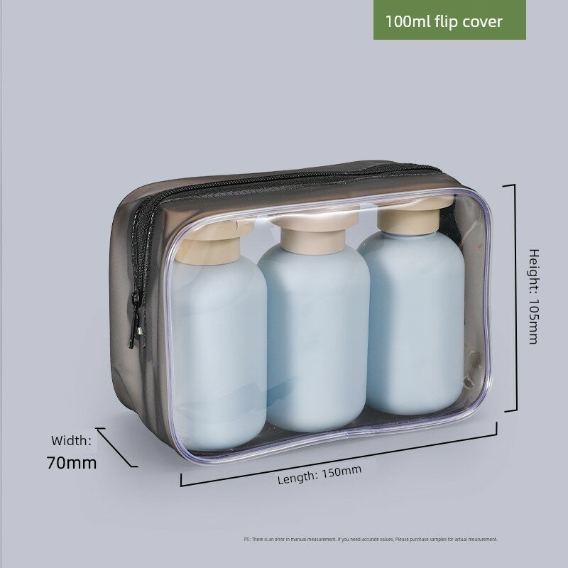 Набор дорожных многоразовых флаконов для туалетных принадлежностей: шампунь, гель для душа, очищающее средство для