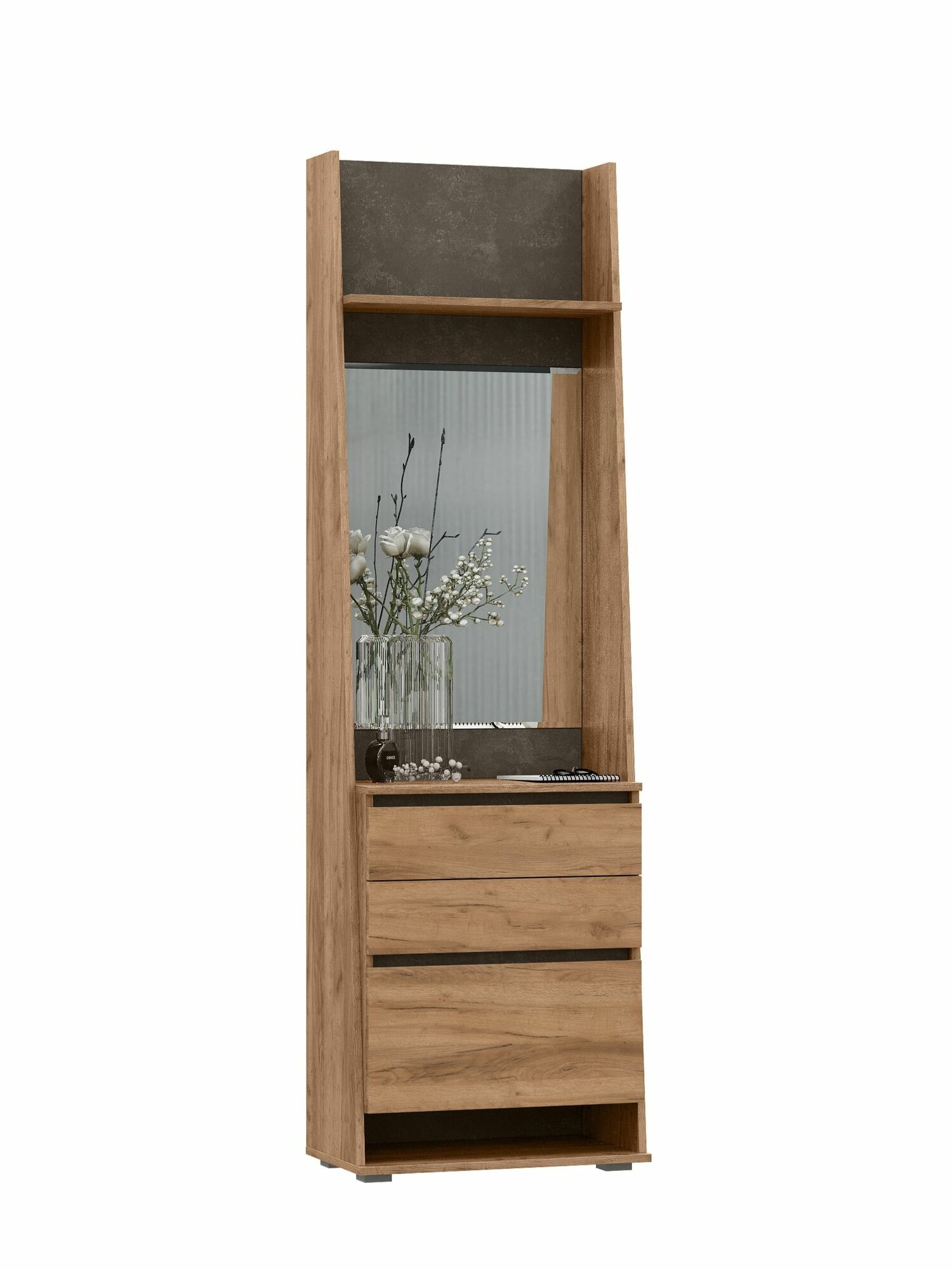 Шкаф с зеркалом Соренто 600х2000х360 (Дуб крафт/Бетон темный) МИФ