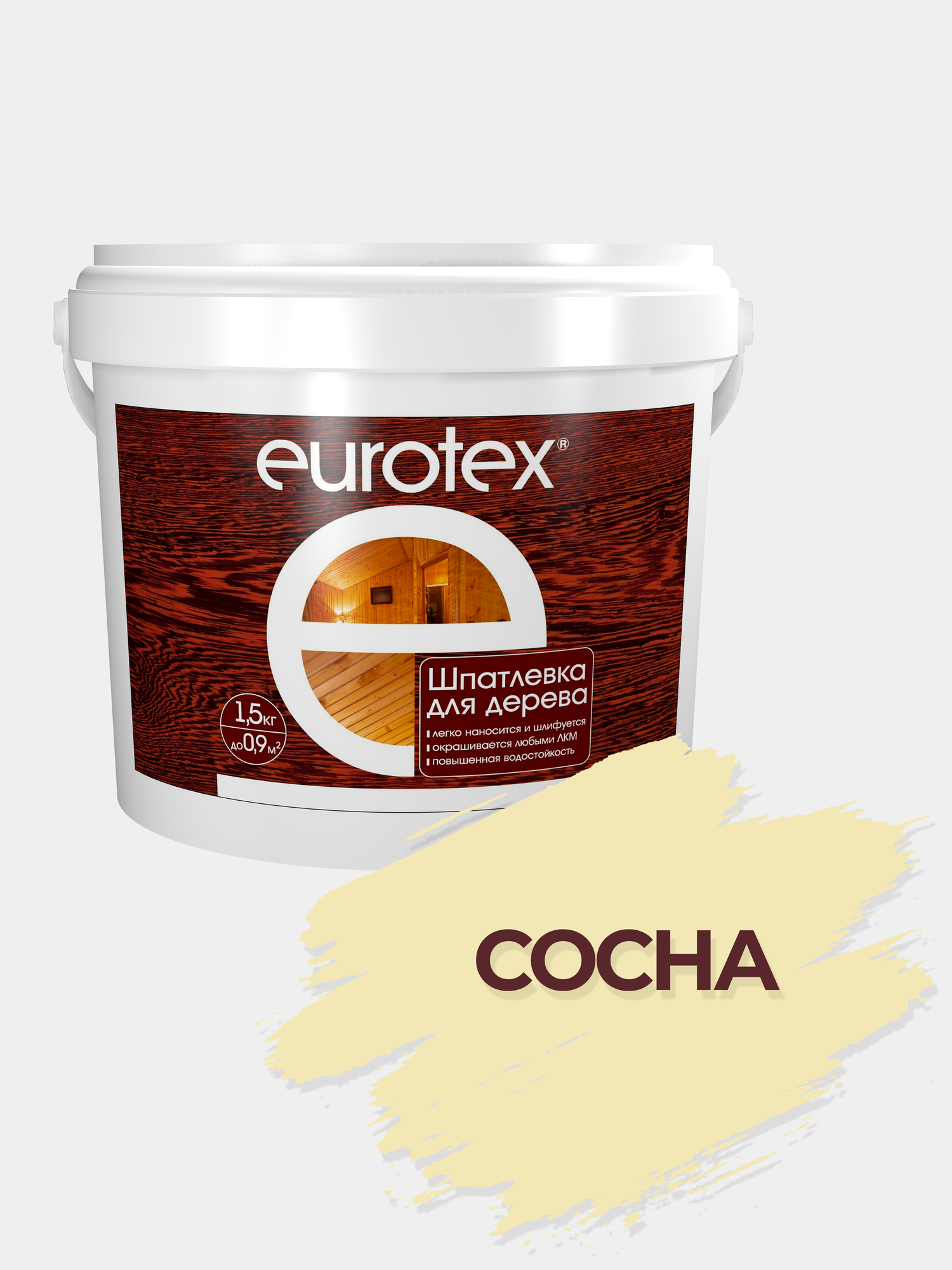 EUROTEX шпатлевка для дерева, сосна, 1,5 кг