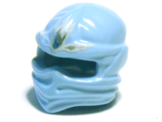 Minifigure, Headgear Ninjago Wrap Type 1 with Ice Energy Pattern, 98133pb03 Bright Light Blue U