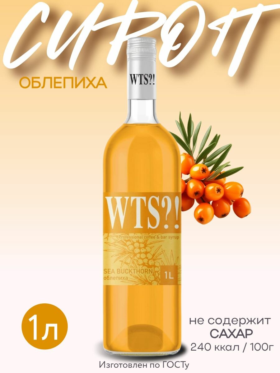 Сироп WTS! Облепиха без сахара для кофе, коктейлей, десертов, лимонада и мороженого, 1 л