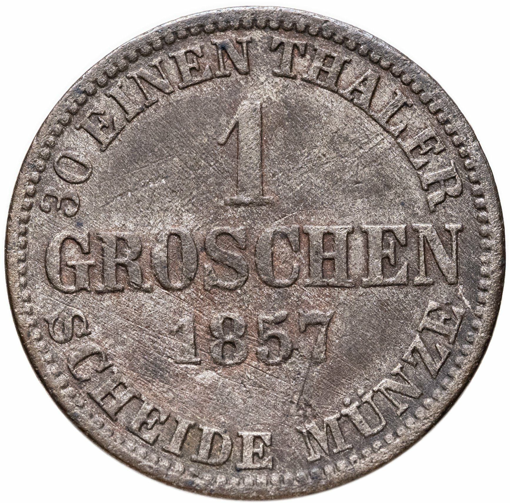 Ганновер 1 грош 1857, Серебро 220, в сохранности VF
