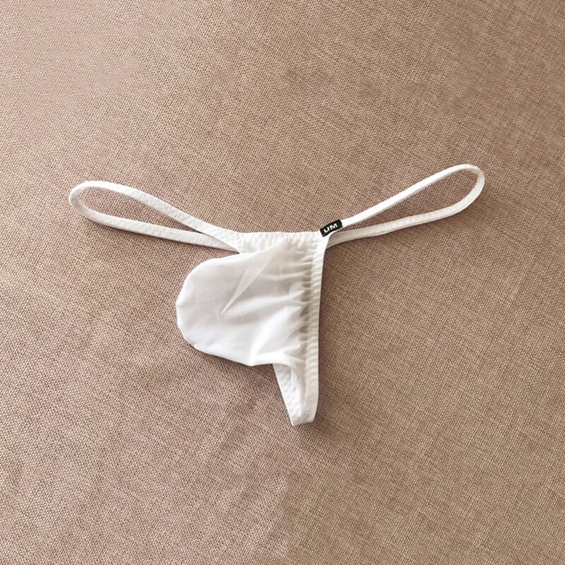Стринги мужские с низкой посадкой, тонкие супер сексуальные шелковые Трусы-стринги, Белый, L, белый