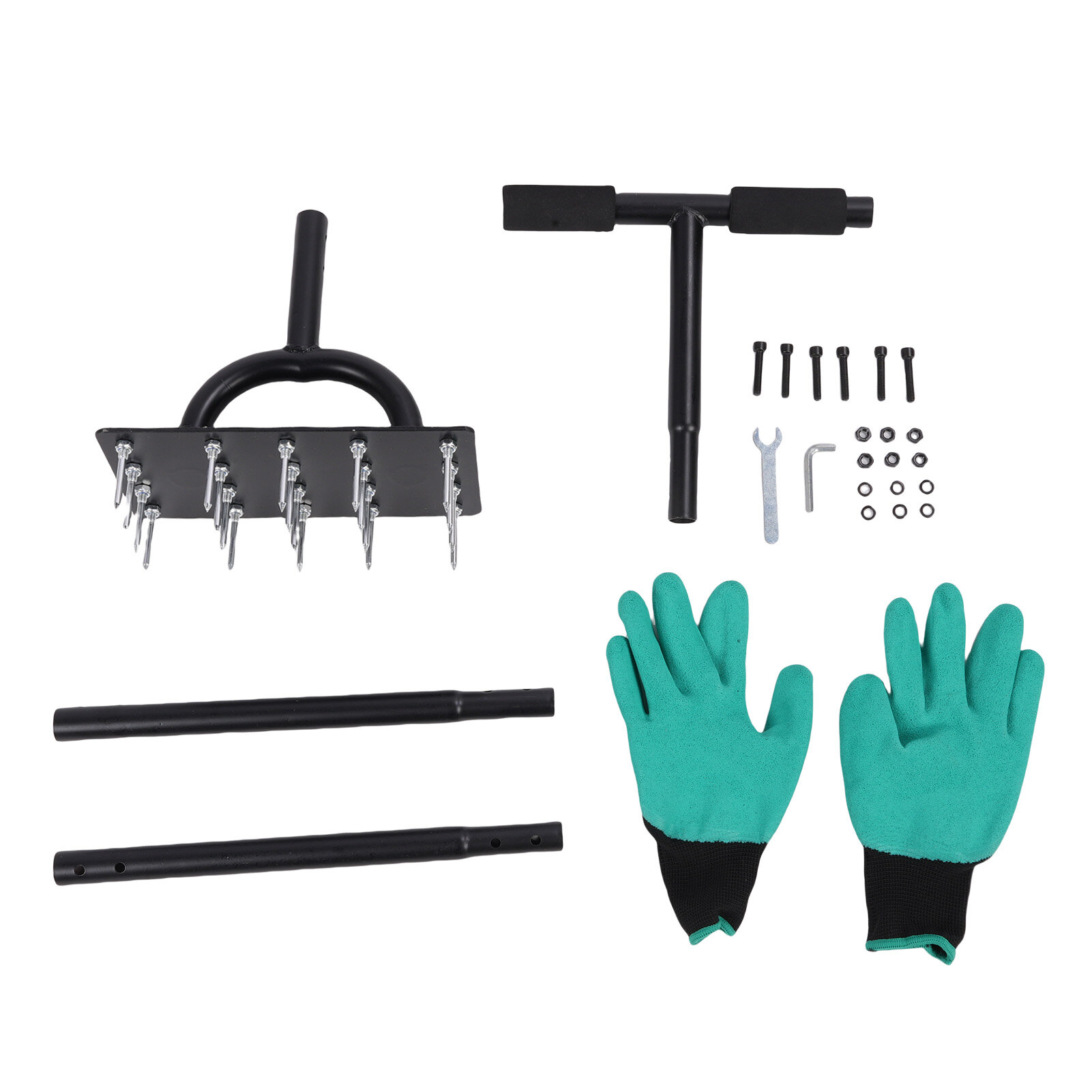 Газоно -аэратор Spike 34,6 дюйма с расширенной T -образной ручкой 20 Spikes Manual Lawn Aerator Tool для двора