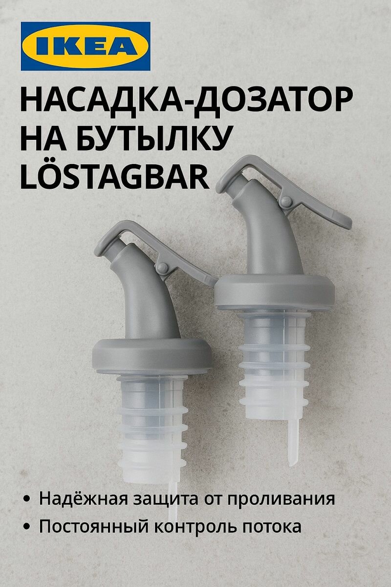 Насадка-дозатор на бутылку LOSTAGBAR, полипропилен и силикон, 2шт